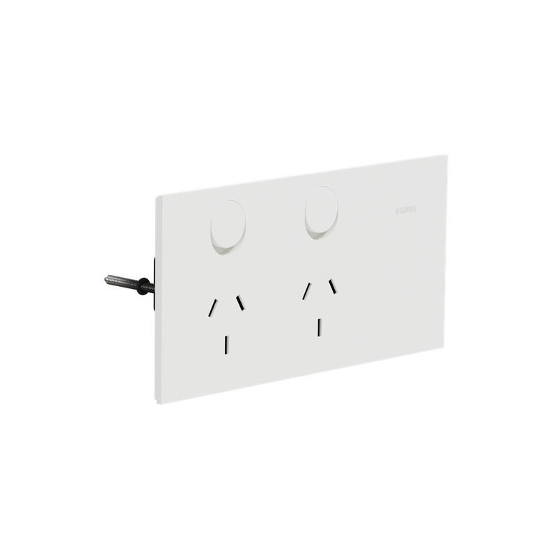 Clipsal 1025-ZW | Solis Horizontal Mount Double GPO | Matte White Power ...