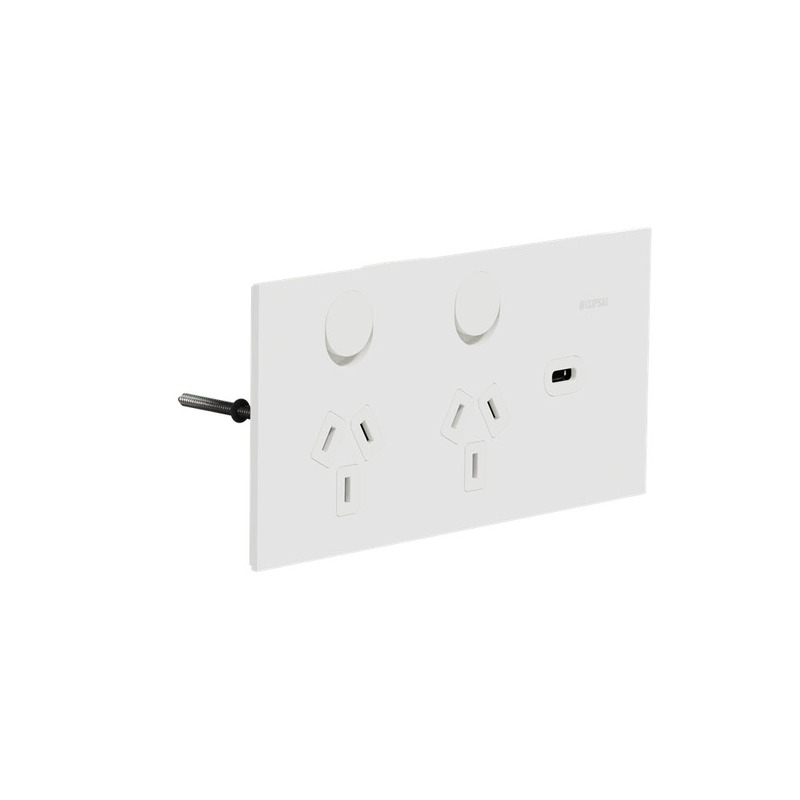Clipsal 1025USBC-WC | Solis T Series Horizontal Double GPO With USB C ...