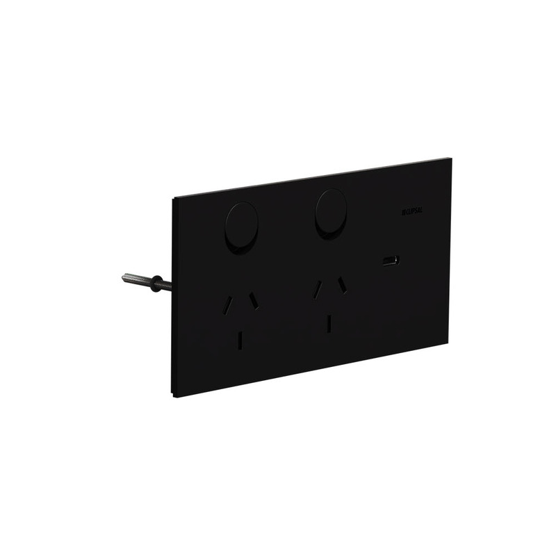 Clipsal 1025USBC-ZB | Solis Horizontal Double GPO With USB-C | Matte ...