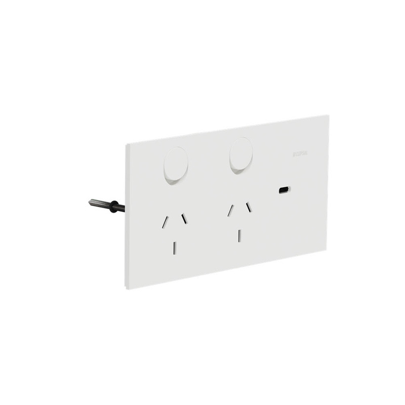 Clipsal 1025USBC-ZW | Solis Horizontal Double GPO With USB-C | Matte ...