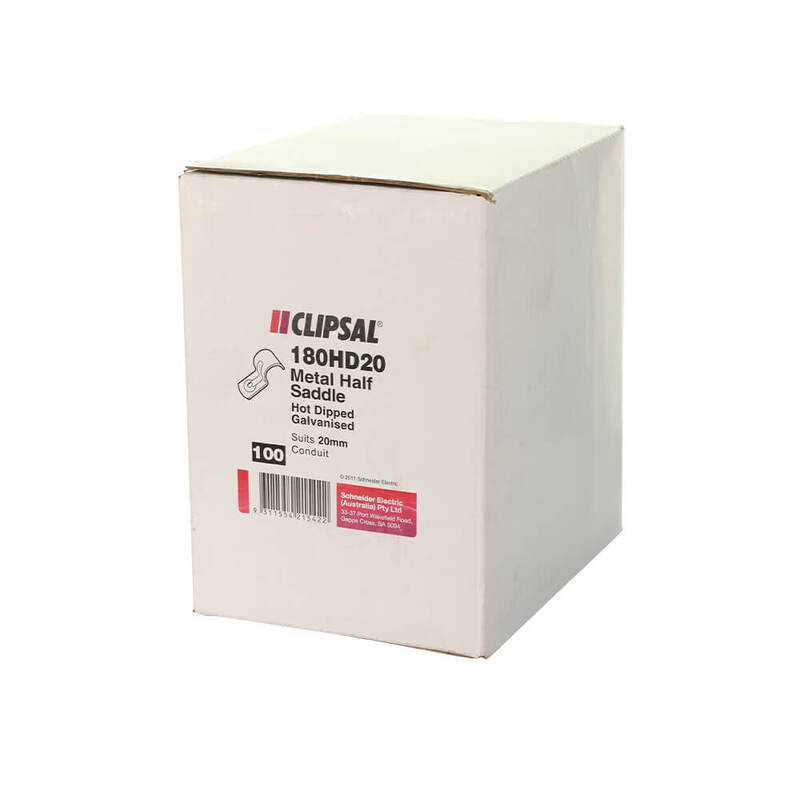 Clipsal 180HD20 | 20mm Galvanised Half Saddles | 100 Box