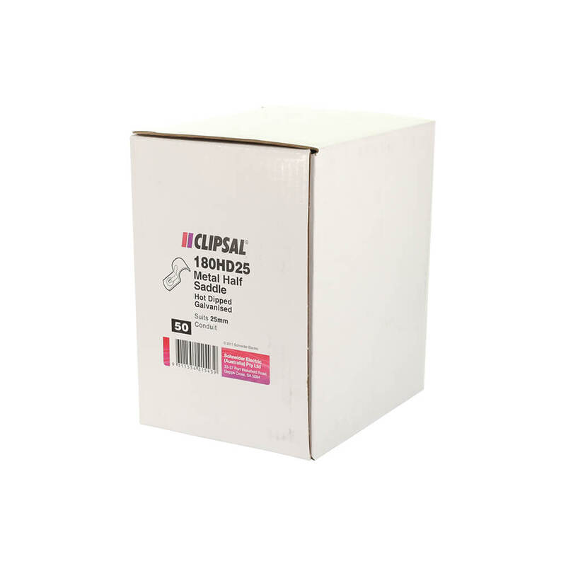Clipsal 180HD25 | 25mm Galvanised Half Saddles | 50 Box