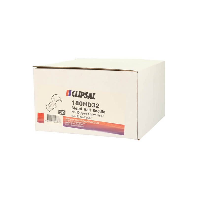Clipsal 180HD32 | 32mm Galvanised Half Saddles | 50 Box