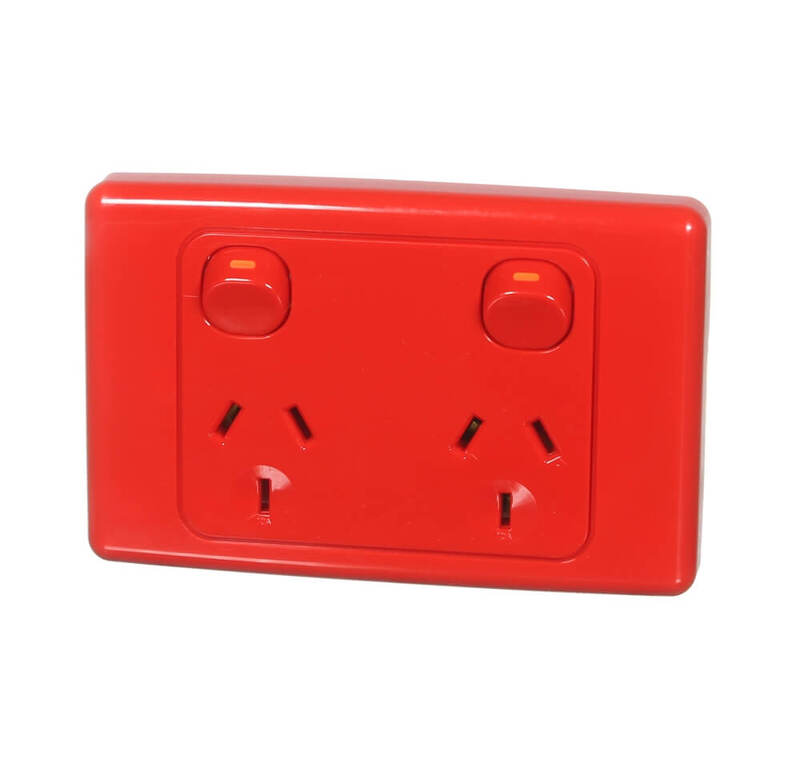 CLIPSAL 2025-RD | 10Amp RED Double Power Point GPO | 2000 Series