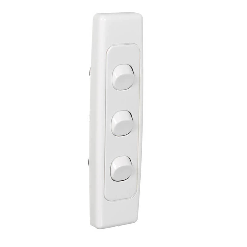 Clipsal 2033A-WE | 3 Gang Architrave Switch 10amp White | 2000 Series