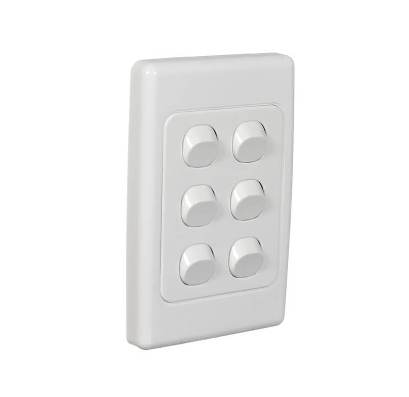 Clipsal 6 Gang Switch 10Amp 250v White (2000 Series) 2036VAWE, 2036VA