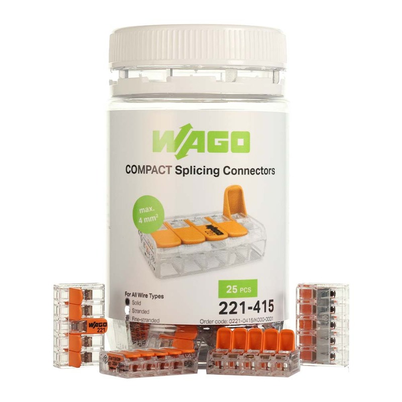 Wago 221-415 | 4mm² 5-Way Compact Splicing Connector | Jar of 25