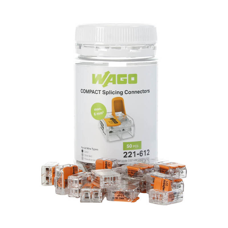 Wago 221-612 | 6mm² 2-Way Compact Splicing Connectors | Jar of 50