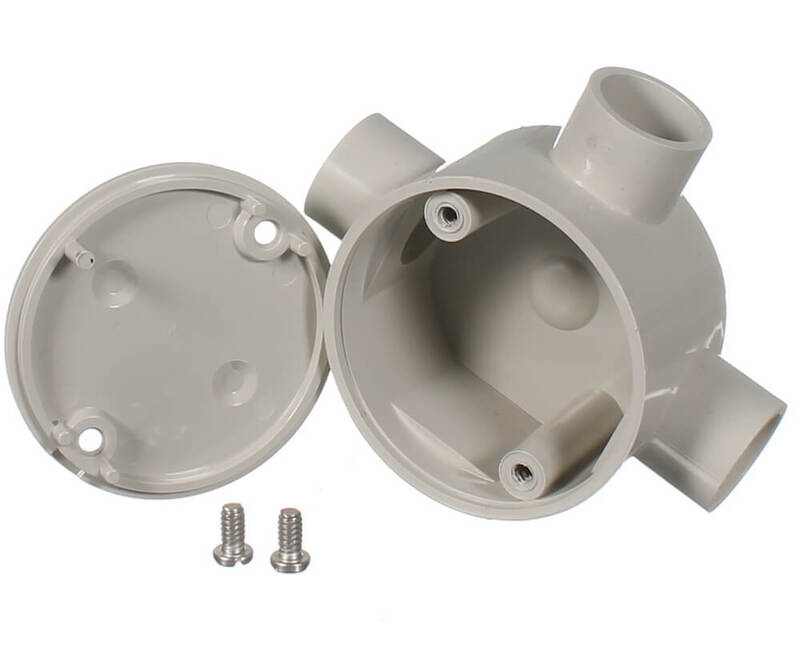 Clipsal 3 Way 20mm Round Shallow Junction Box | 240-20-3-GY | Jbox