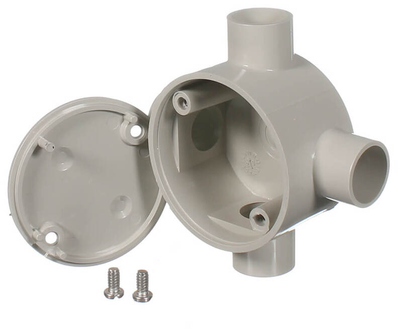 Clipsal 4 Way 20mm Round Shallow Junction Box | 240-20-4-GY | Jbox