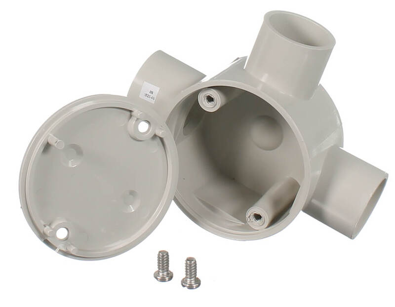 Clipsal 240-25-3-GY | 3 Way 25mm Round Shallow Junction Box
