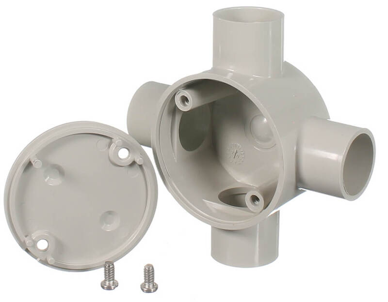 Clipsal 4 Way 25mm Round Shallow Junction Box | 240-25-4-GY | Jbox