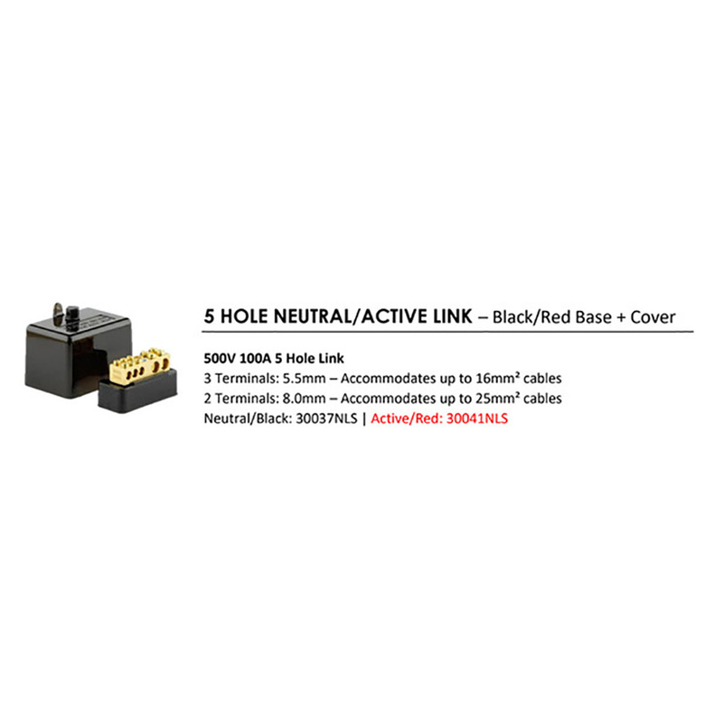 NLS 30037 | 5 Hole Neutral Link Black Housing