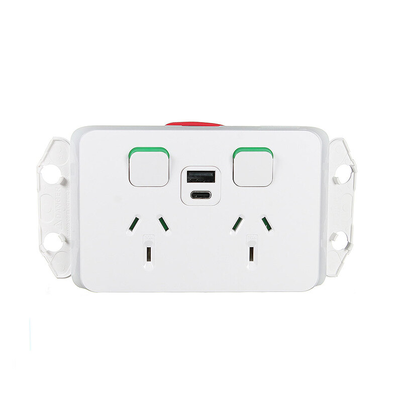 Clipsal 3025USBAC-VW-5Bundle | Iconic Twin Socket with USB A+C Charger ...