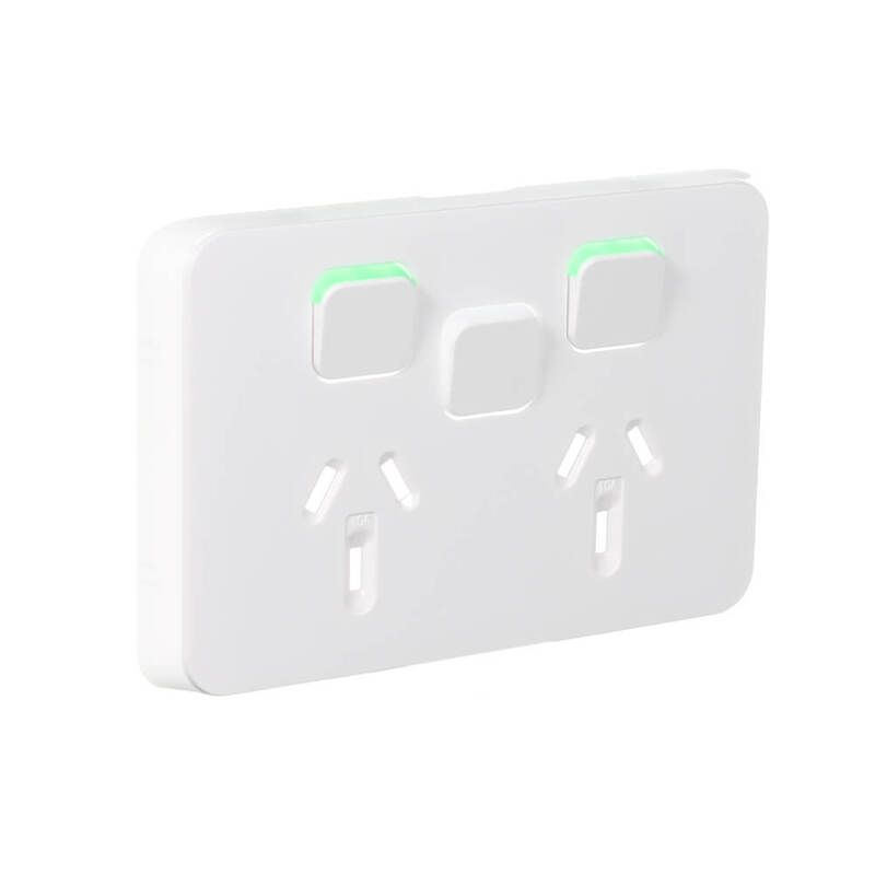 Clipsal Iconic 3025XC-VW | Double Power Point Extra Switch Skin White ...