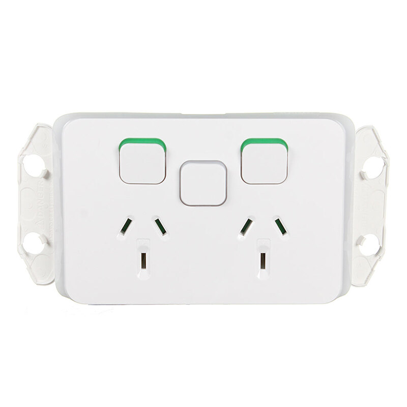 Clipsal Iconic 3025XUA-VW | Double Power Point 'UNLOADED' Extra Switch ...