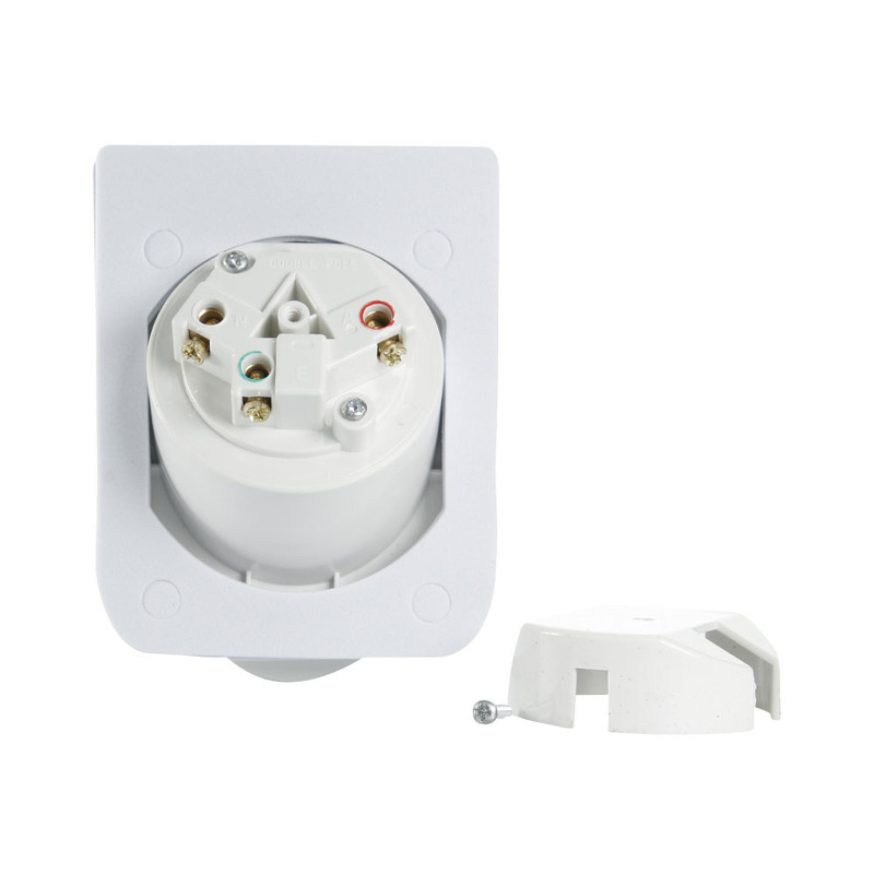NLS 30791 | Weatherproof Inlet 15 Amp White IP44 | Caravan Inlet