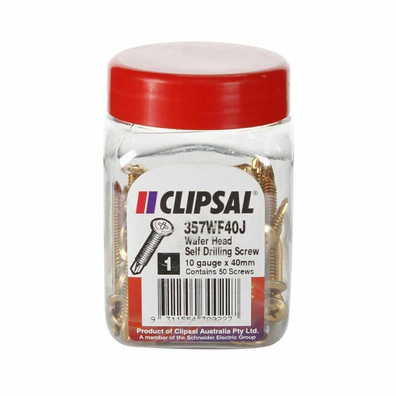 Clipsal 357WF40J | Self Drilling Wafer Head Screws 10g x 40mm | Jar: 50