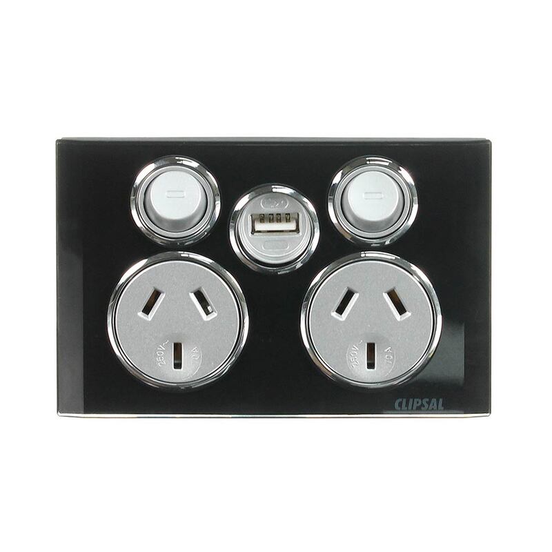 CLIPSAL SATURN 4025USBC-EB | 10A Double Power Point C/W USB | Espresso ...