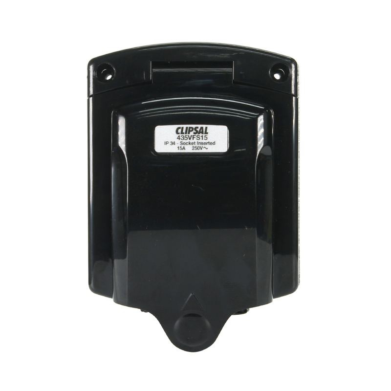 Clipsal 435VFS15-BK | Weatherproof Socket Inlet 15 Amp IP34 | Caravan ...