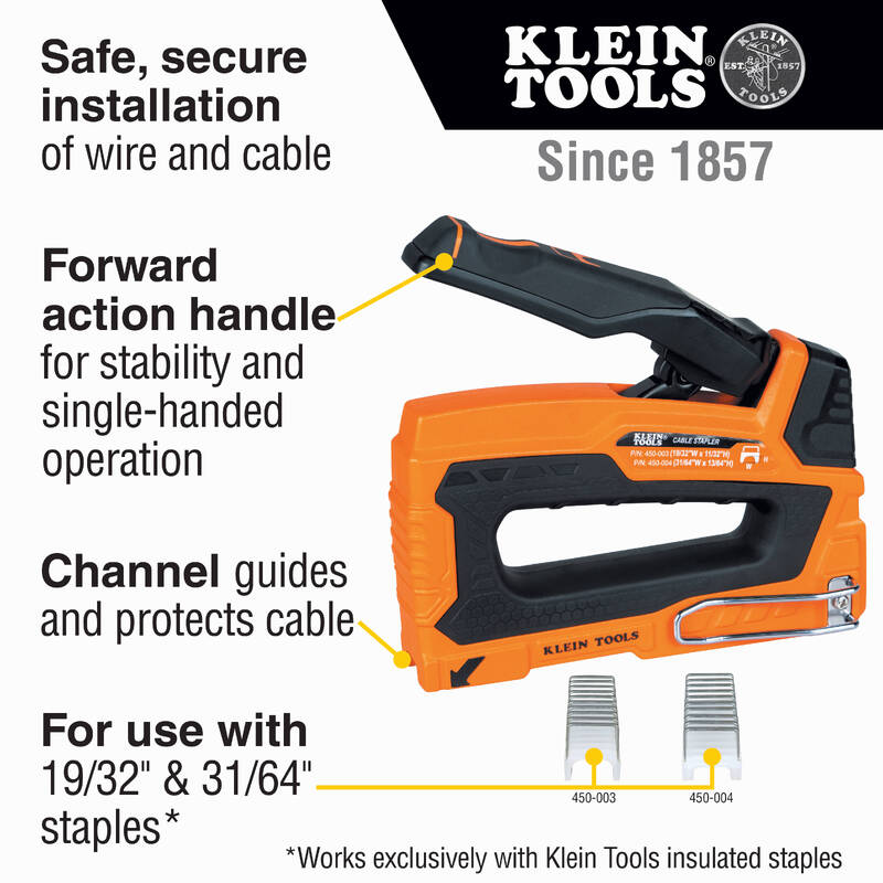 Klein Tools 45001 | Loose Cable Stapler Suits 9 x 15mm & 12 x 5mm Staples
