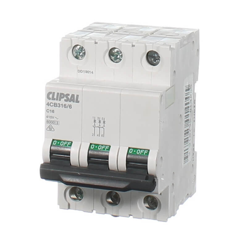 CLIPSAL 4CB316-6 | 16amp Three Pole 6kA Circuit Breaker C Curve