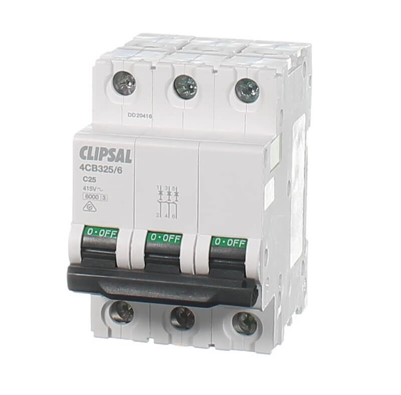 CLIPSAL 4CB325-6 | 25amp Three Pole 6kA Circuit Breaker C Curve