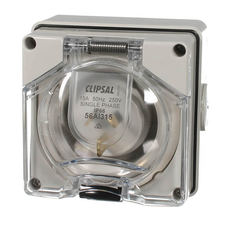 CLIPSAL 56AI315 | Appliance Inlet 3 Flat Pin 15Amp IP66 Rated (Grey) 56 ...