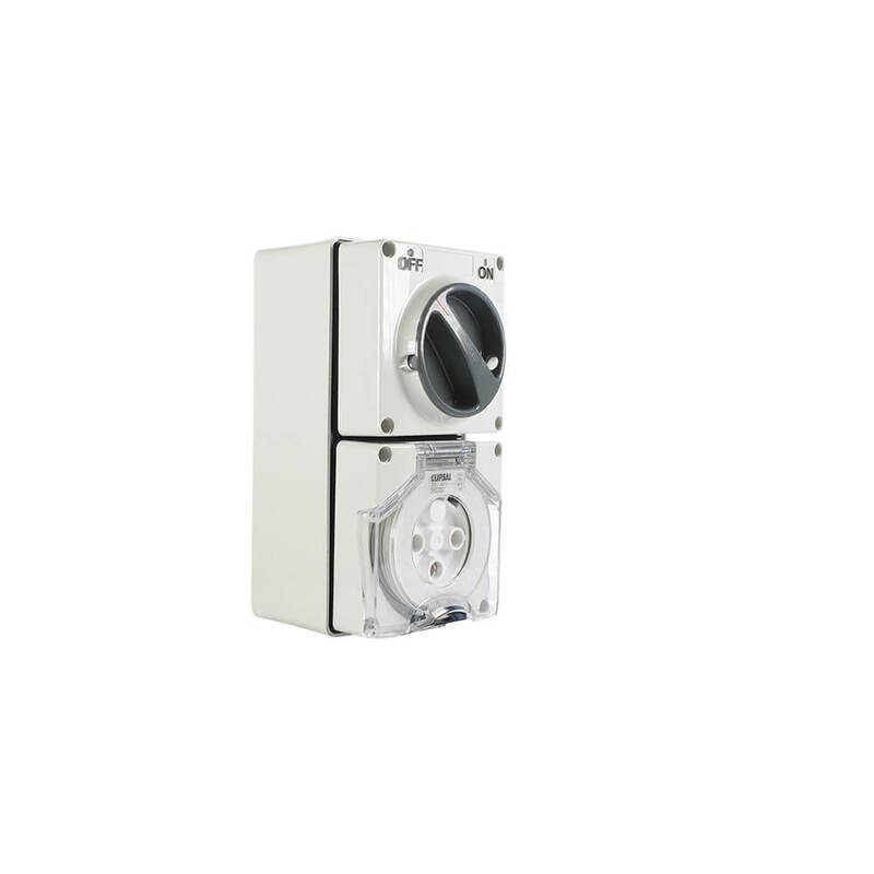 Clipsal 56C332GY | 3 Pin 32Amp 250V Switched Socket Outlet IP66 | 56 Series