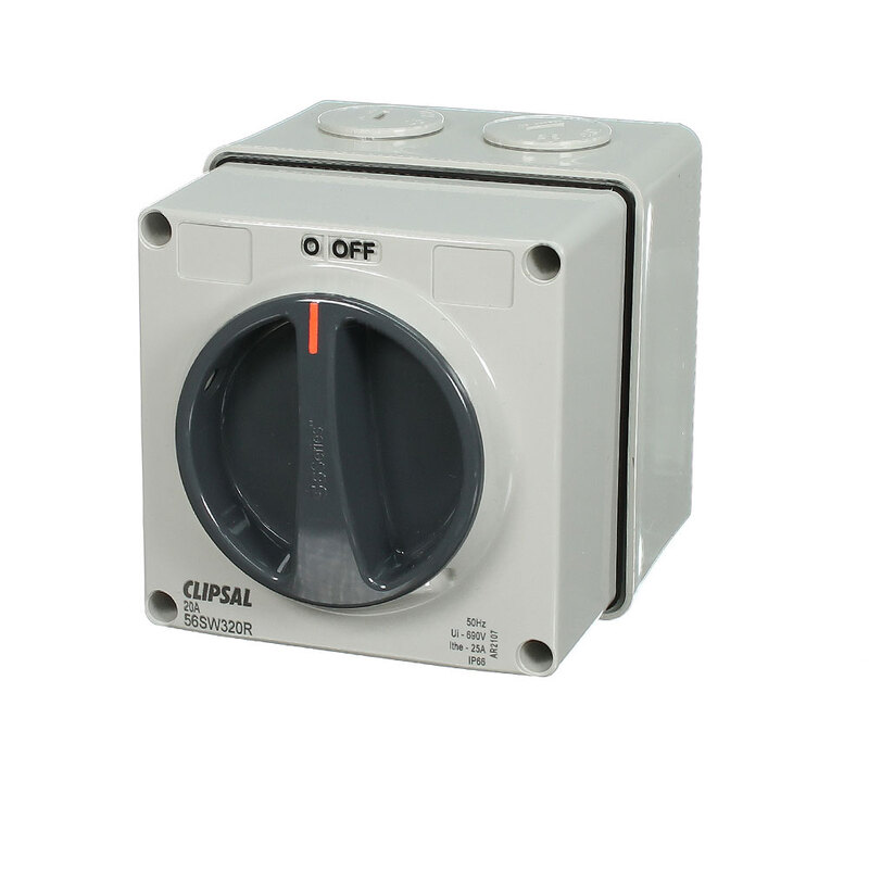 Clipsal 56SW320R-GY | 20A 3 Pole Reversing and Changeover Surface ...