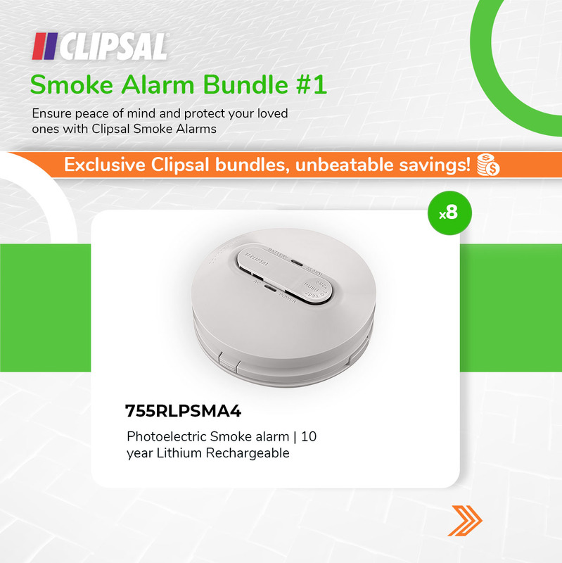 Clipsal 755RLPSMA4 | 8 x Photoelectric Smoke alarm | 10 year Lithium ...