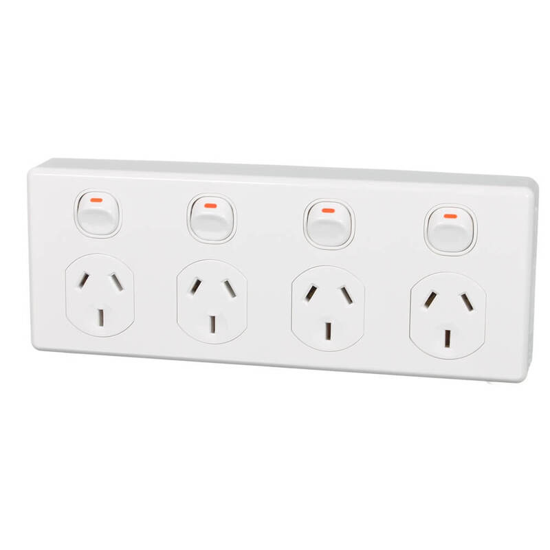 Clipsal Classic C2015D4-WE | Quad Gang power point 10 Amp | White