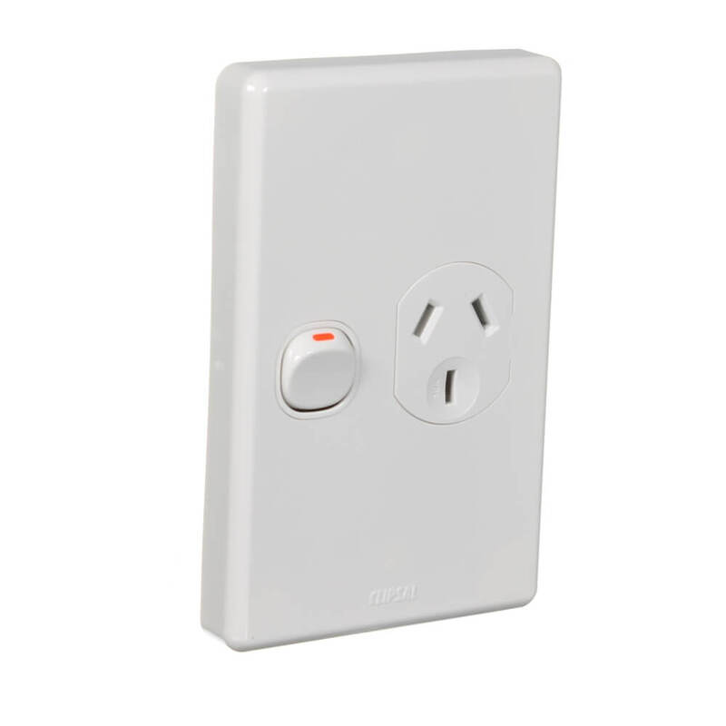 Clipsal Classic C2015V-WE | 10Amp Single Vertical Socket Outlet White