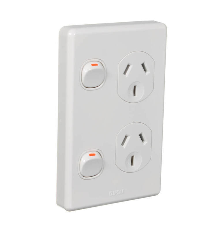Clipsal C2025V | Double Vertical Power Point GPO 10Amp 250v White ...