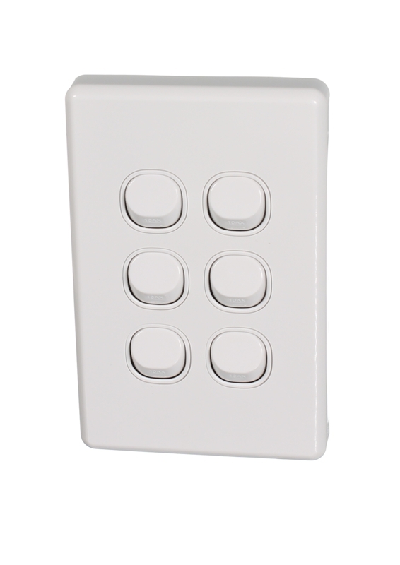Clipsal C2036VA | 6 Gang Switch 10Amp 250v White (Classic Series) C2036VAWE