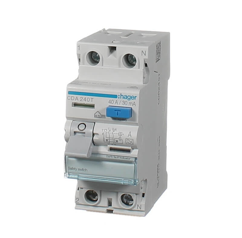Hager CDA240T | 2 Pole 40 amp Rcd 4.5ka 30ma