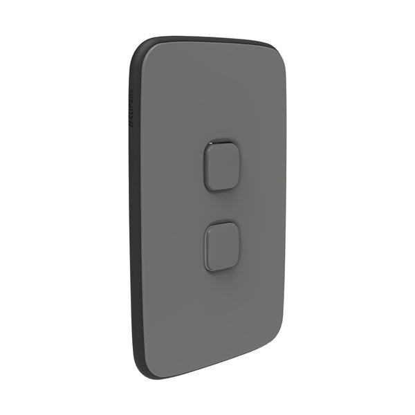 Clipsal Iconic Ash Grey Essence Skin 2 Gang Switch Rocker | E3042C-AG