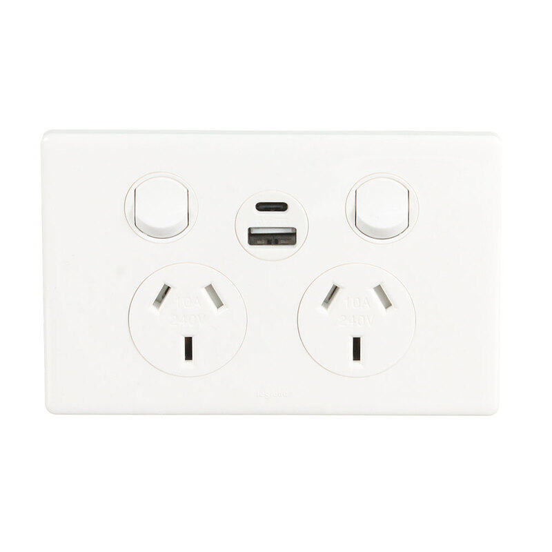 Double GPO Power Point With Dual type A+C USB Charger (2.4amp type A ...