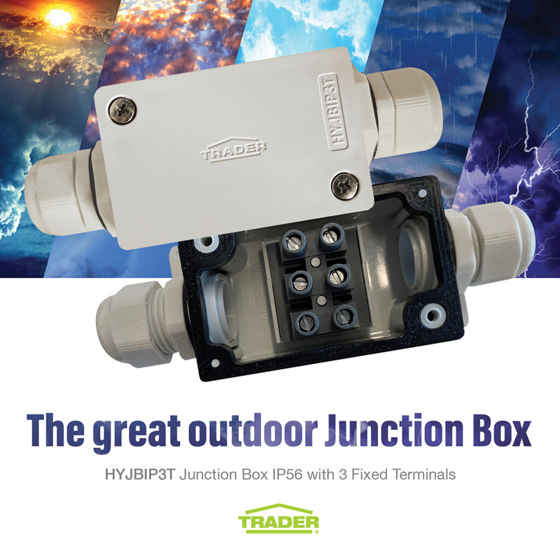 Trader HYJBIP3T | Junction Box IP56 with 3 Fixed Terminals | Hyena