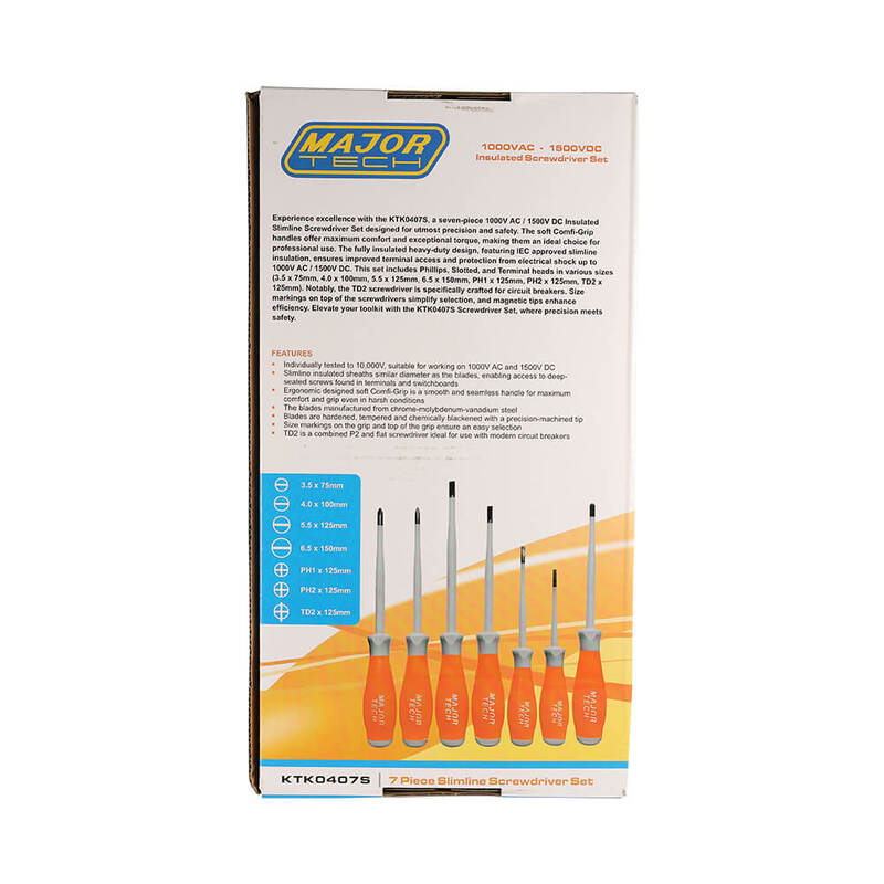 Major Tech KTK0407S | Insulated Slimline Screwdriver Set | 7 Set