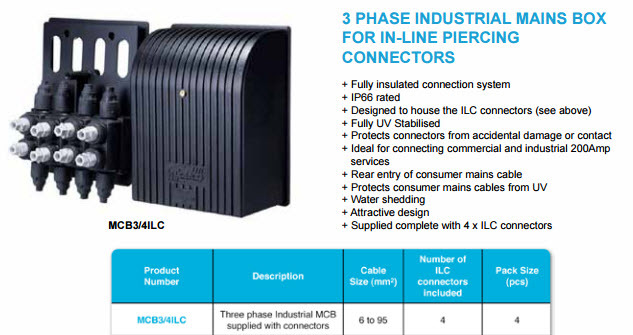 Mains Box Three Phase 35MM - 95MM | SICAME MCB3-4ILC3595E - Sicame