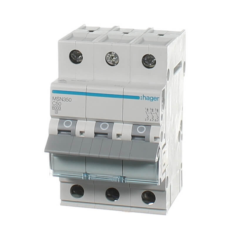 HAGER MSN350 | 50 Amp Three Pole 6kA Circuit Breaker | 3 pole