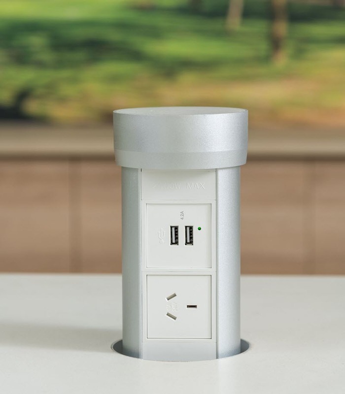 Point Pod PPCU1 | Pop-Up Power Outlet 1 Power Point with 2 USB | Silver ...