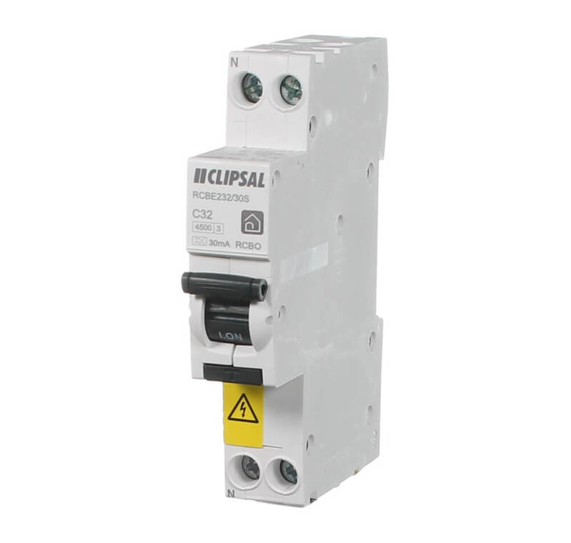 Clipsal 32AMP RCBE232/30S RCD/MCB 1P+N 1M 32A 4.5kA 30MA SLIM