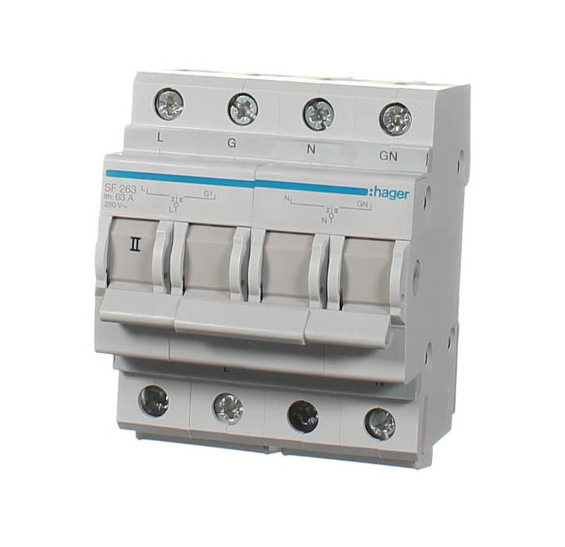 HAGER SF263 | Changeover Switch 2 Pole 63 Amp