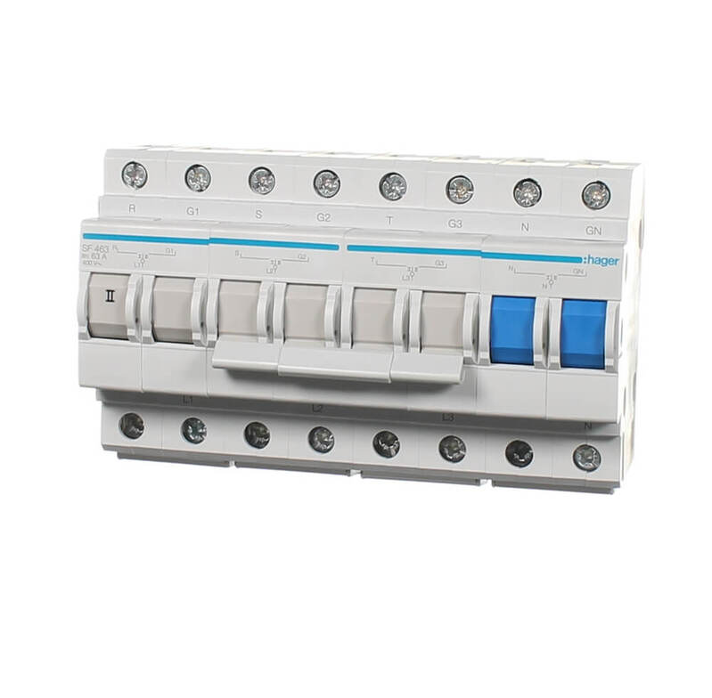 HAGER SF463 | Changeover Switch 4 Pole 63 Amp