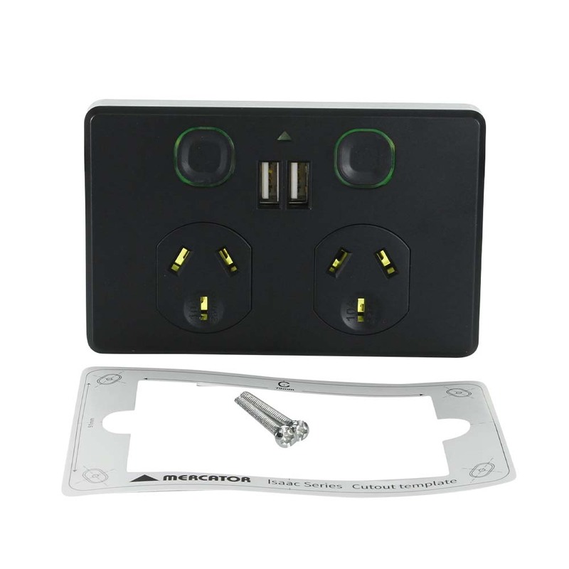 Mercator Ikuu SPPUSB02GMBK | Matt Black Smart Double Power Point with ...