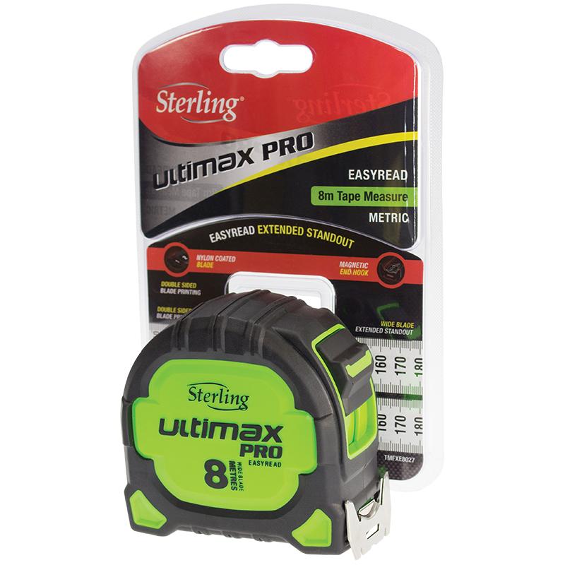 8m x 25mm Ultimax Pro Tape Measure Easyread | Sterling TMFXE8027