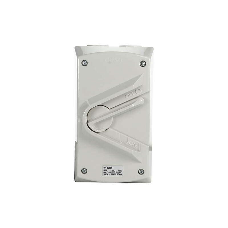 Clipsal WHB340-RG | Weatherproof Isolator 3 Pole 40 amp IP66 440V
