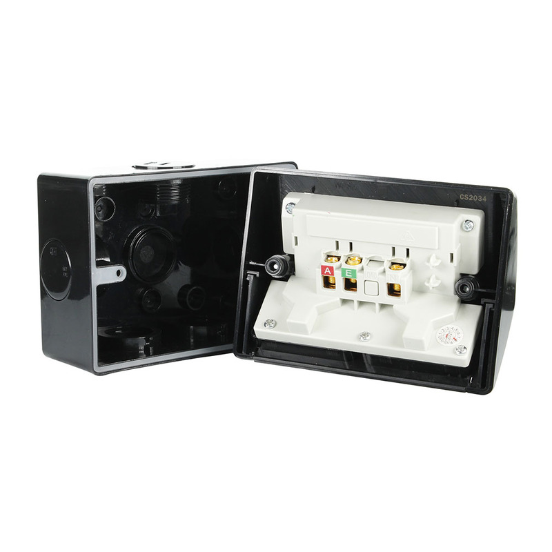 CSG WPOD10NCB | Weatherproof Double GPO 10 Amp | Black Outdoor Power Point